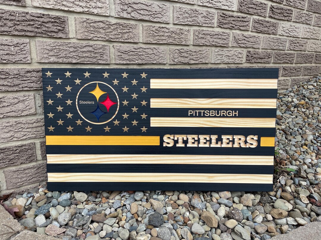 Pittsburgh Steelers Flag: Carved/laser Cut Wooden NFL Football Wall ...