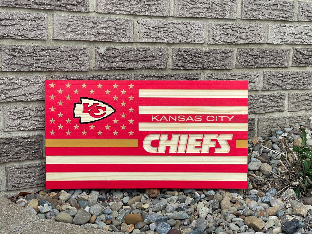 Kansas City Chiefs Flag, Wood Sign, Cnc/laser Engraved, 18x10 NFL Super ...