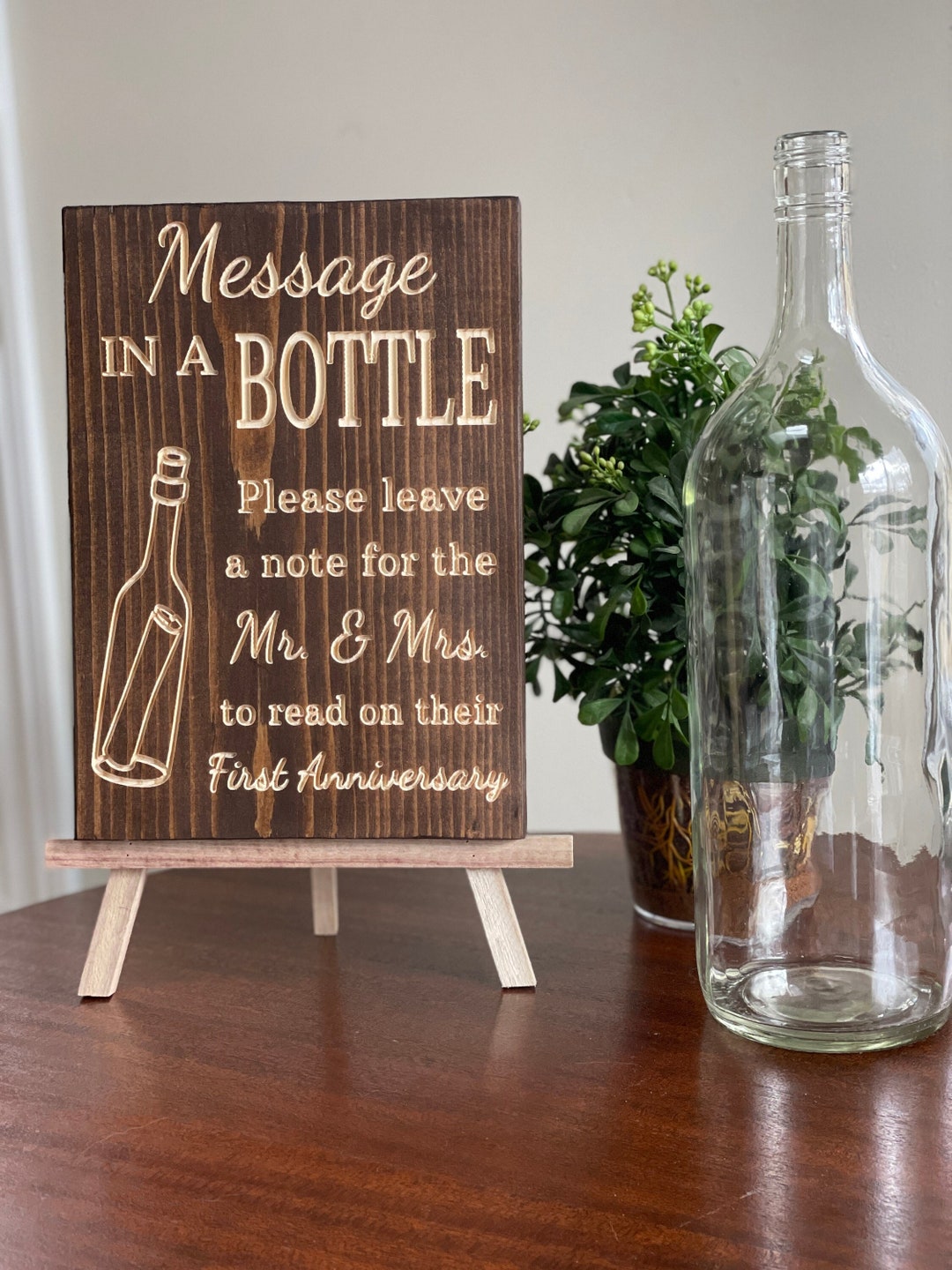 Message in A Bottle Wedding Sign, Wooden Carved Lettering, Size 8x10 ...