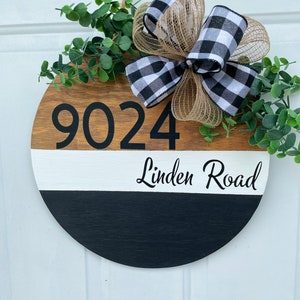 Personalized Wooden Address Sign, Round Door Hanger Decor - Etsy