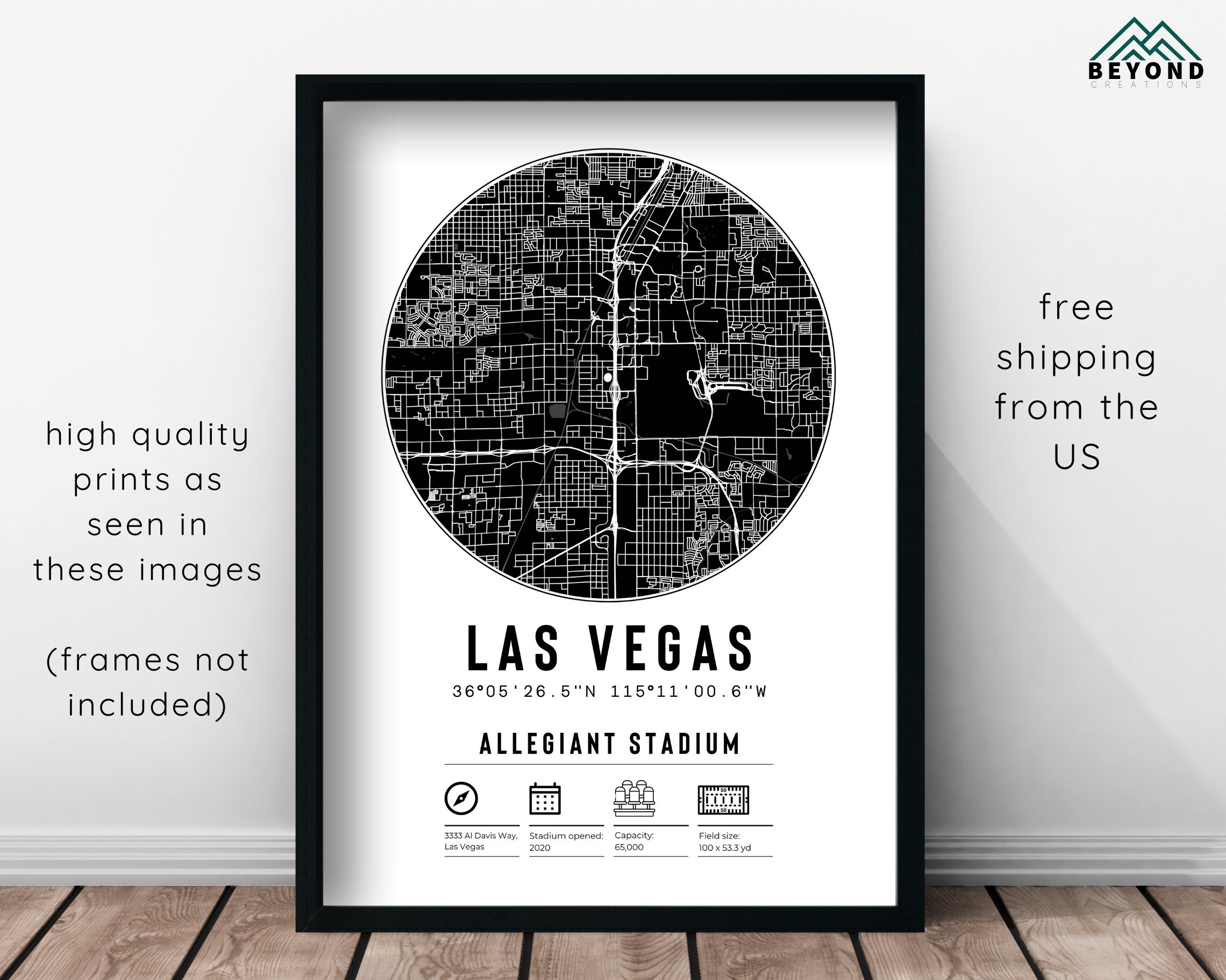 Las Vegas Raiders Allegiant Stadium Map Prints the Nation - Etsy Australia