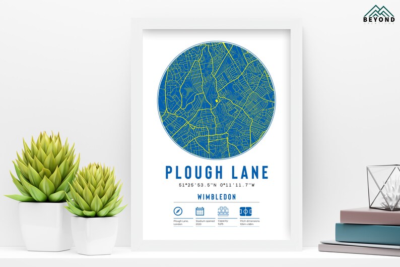 AFC Wimbledon Plough Lane Minimalist Map Prints & Frames | the Dons F.C ...