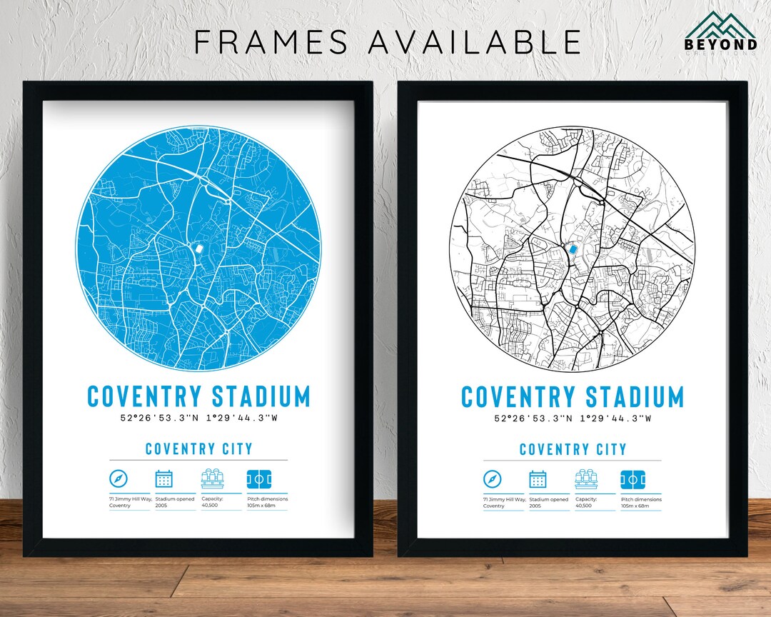 Coventry City Coventry City Stadium Minimalist Map Print & - Etsy