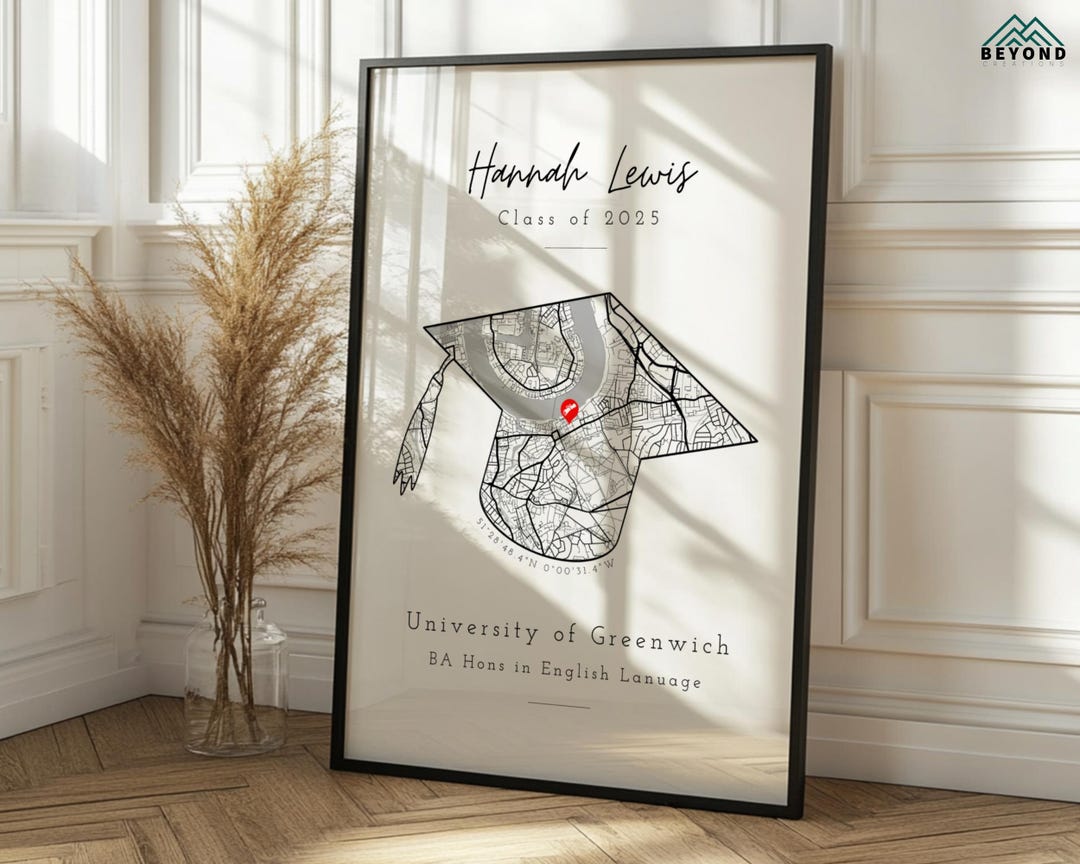Personalised Graduation Map Gift | Print & Frame | University Degree ...