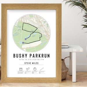 Custom Parkrun Print & Frame Gift for Runner | Finishers Map Park Run ...