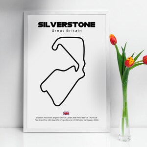 Silverstone F1 Track Layout Circuit Minimalist Prints & Frames ...