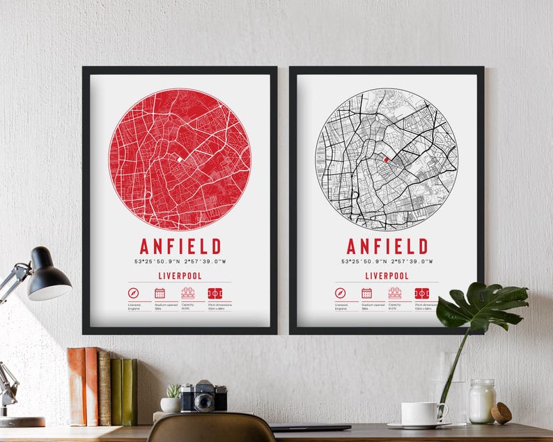 Liverpool Stadium Map of Anfield | Prints & Frames Available | Football ...