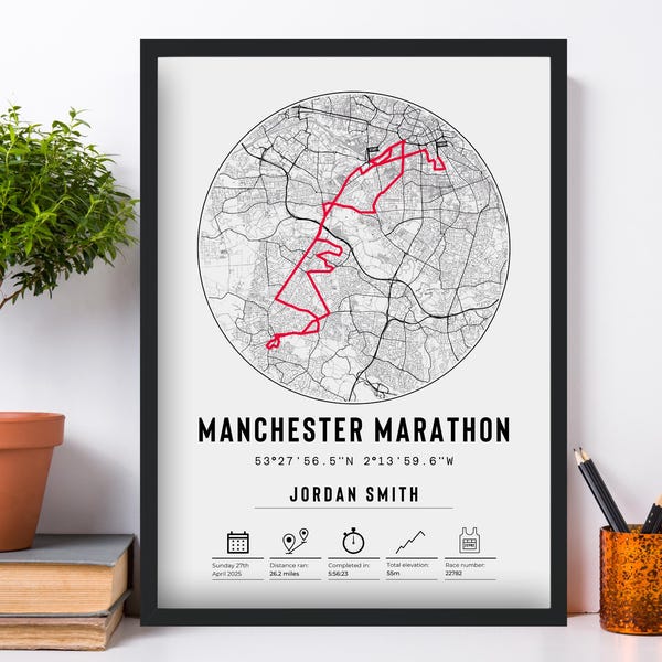Any Marathon Map Poster, Custom Run Route Map, Strava or GPX Map My Run ...
