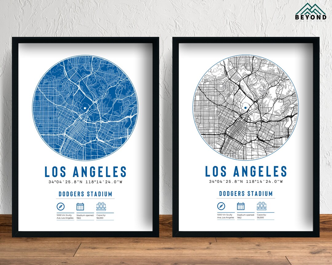 Los Angeles Dodgers Stadium Minimalist Map Prints LA L.A - Etsy
