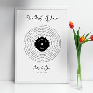 Personalised Vinyl Lyric Anniversary Wedding Print Frame & Gift | Our ...