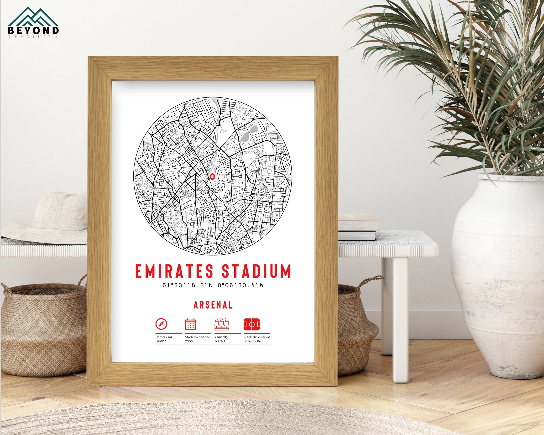 Arsenal FC Emirates Stadium Minimalist Map Prints & Frames - Etsy