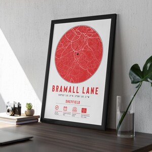Sheffield United Bramall Lane Minimalist Map Prints & Frames | the ...