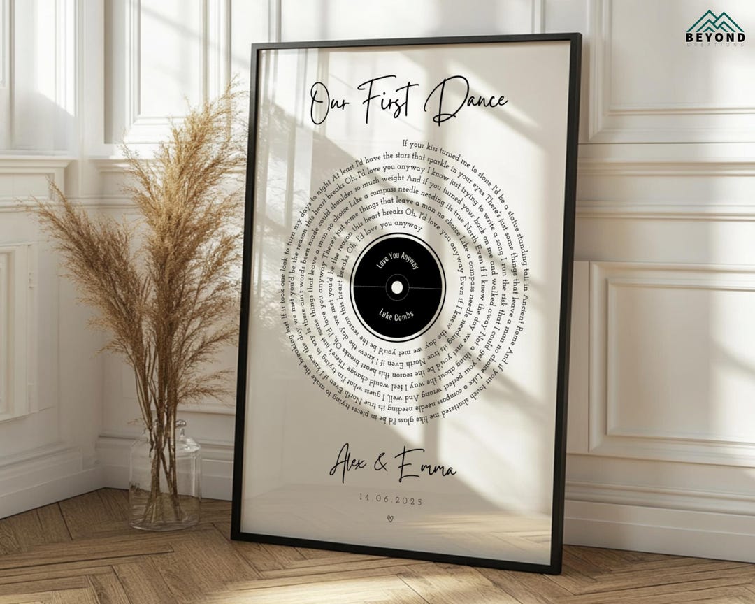Personalised Vinyl Lyric Anniversary Wedding Print Frame & Gift | Our ...