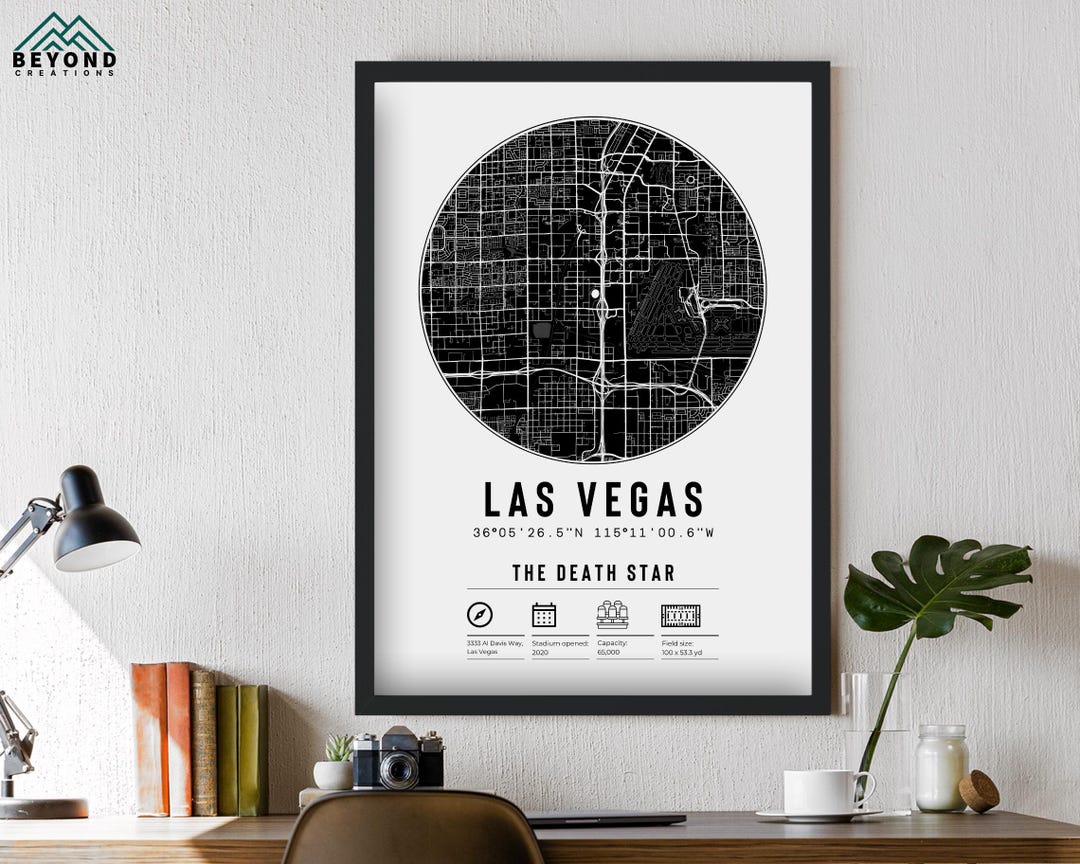 Las Vegas Raiders the Death Star Stadium Map Print Unique Framed Gift ...