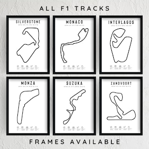 F1 Track Layout Circuit Minimalist Prints & Frames Formula 1 Poster ...