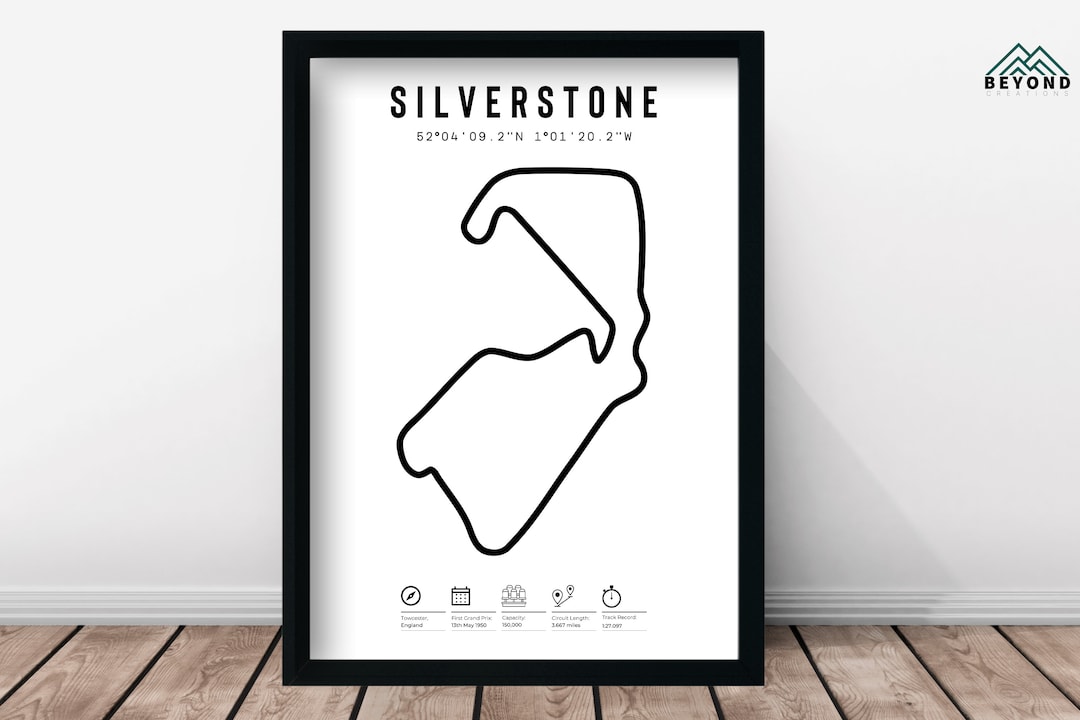 Silverstone F1 Track Layout Circuit Minimalist Prints & Frames Formula ...