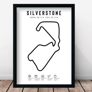 Silverstone F1 Track Layout Circuit Minimalist Prints & Frames Formula ...