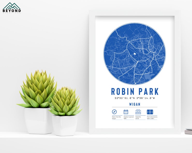 Wigan Athletic Robin Park Minimalist Map Prints & Frames | the Latics F ...