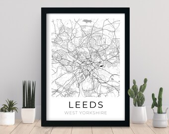 Leeds Print Print Map Art Print Map Art Wall Decor | Etsy UK