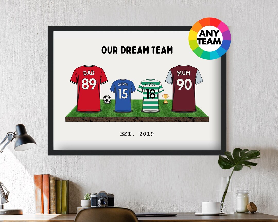 Personalised Family Dream Team Football Shirt Art Print | Frames ...