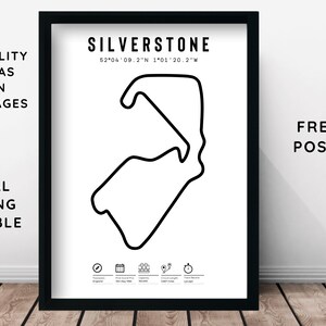Silverstone F1 Track Layout Circuit Minimalist Prints & Frames Formula ...