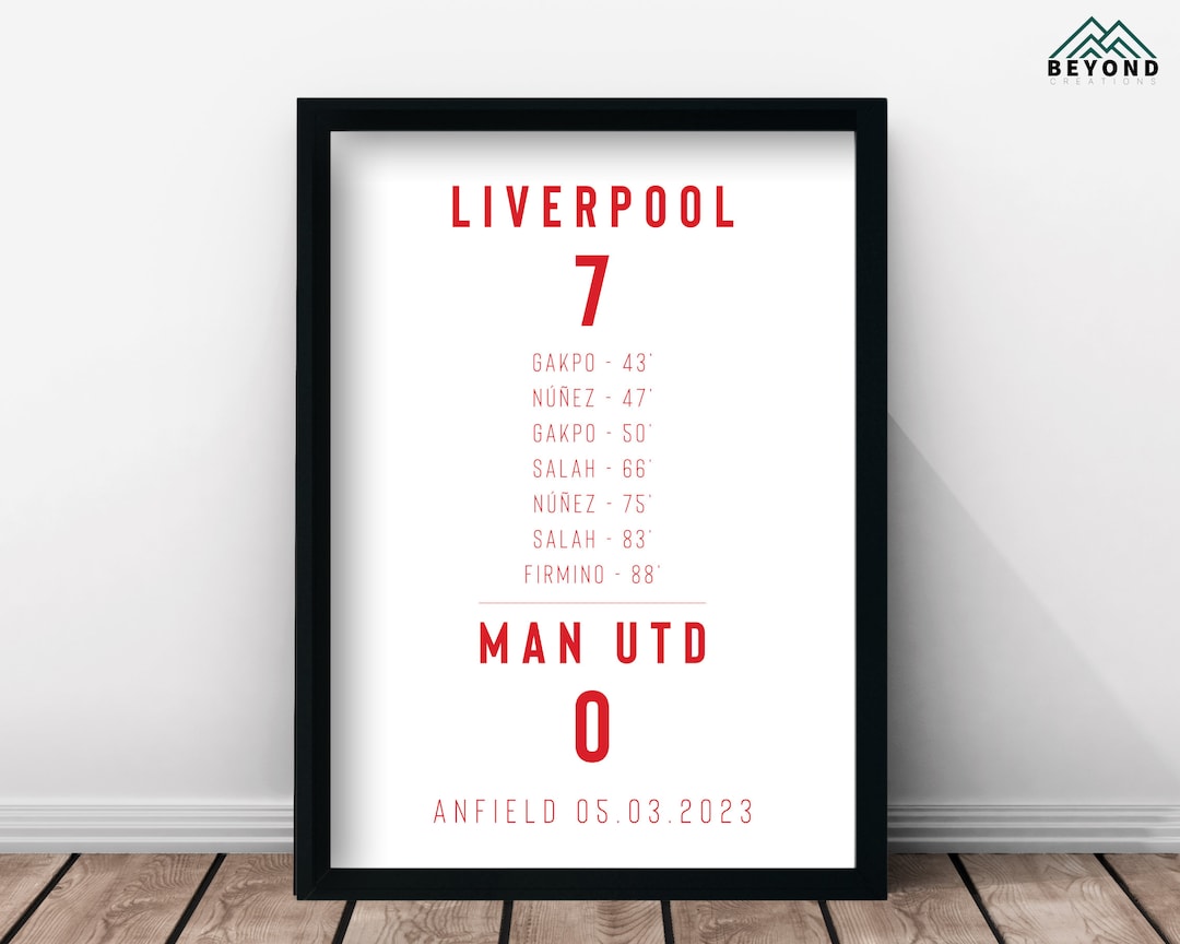 Liverpool FC 7-0 Manchester United Man Utd Prints & Frames | Football ...