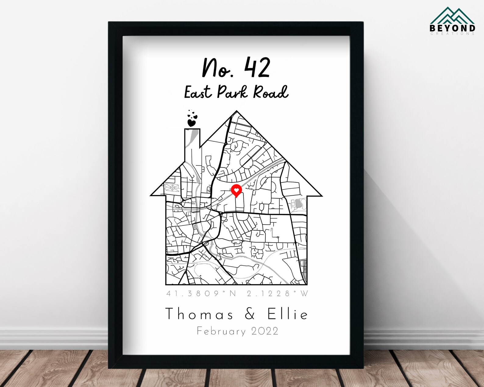 Personalised New Home Map Print & Frames House Shape Decor - Etsy UK