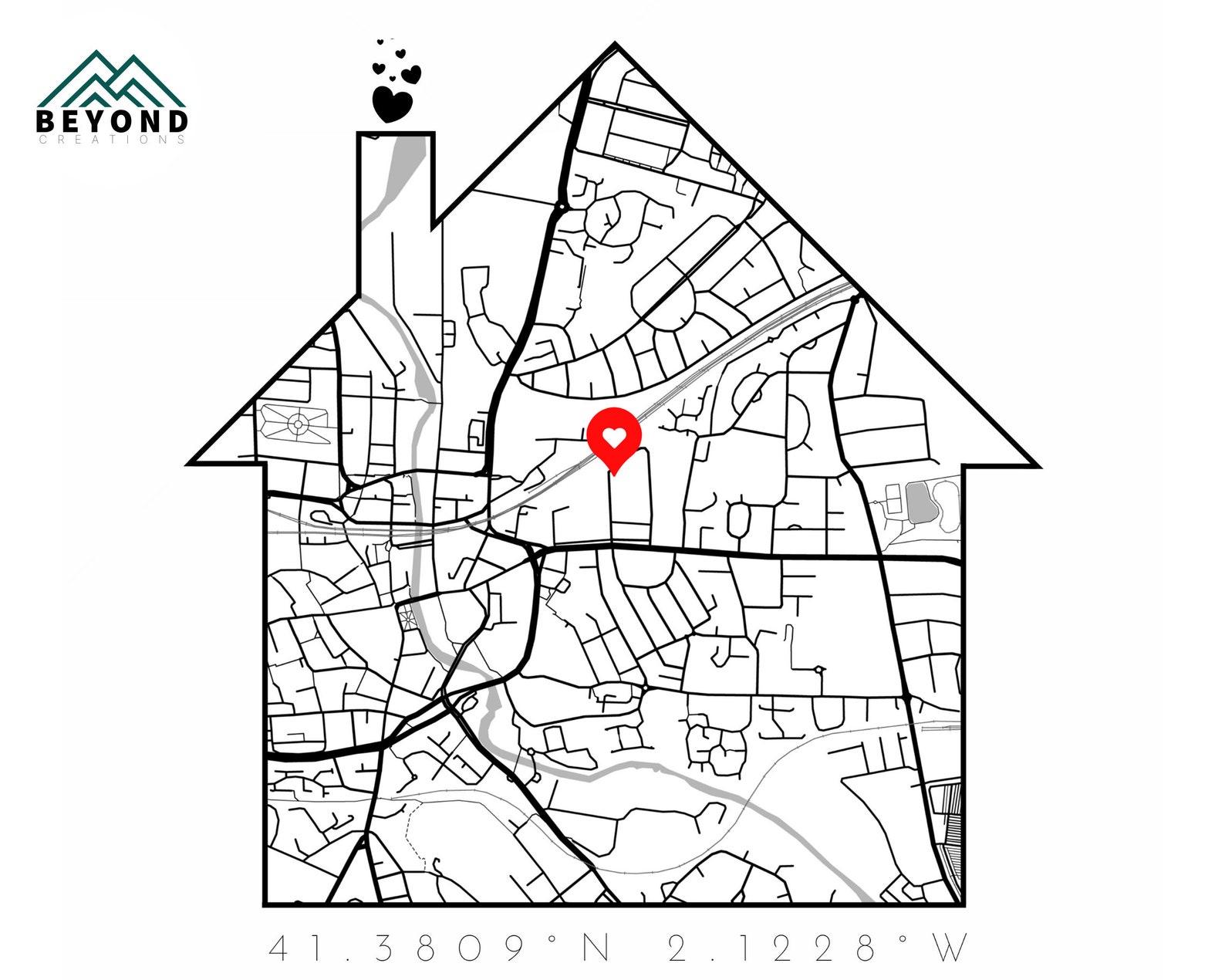 Personalised New Home Map Print & Frames House Shape Decor - Etsy