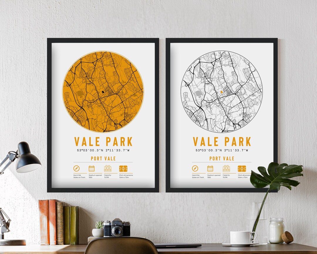 Port Vale FC Vale Park Minimalist Map Prints & Frames | the Valiants F ...