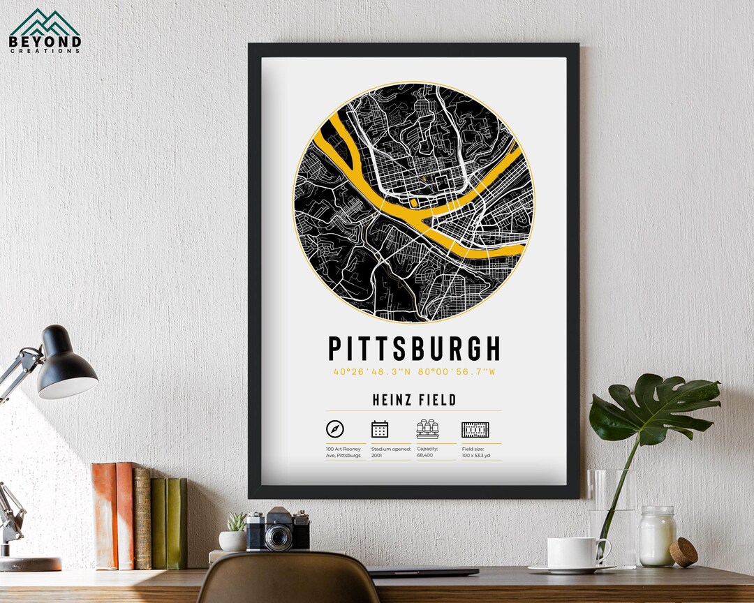 Pittsburgh Steelers Stadium Map Print Unique Framed Gift | for Him Dad ...
