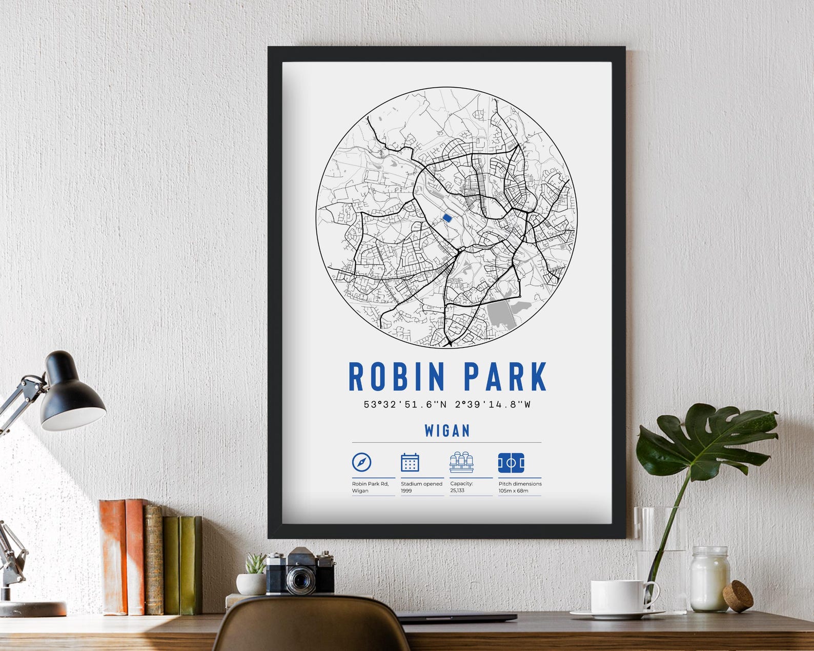 Wigan Athletic Robin Park Minimalist Map Prints & Frames | the Latics F ...
