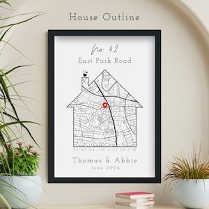 Personalised New Home Map Print & Frames House Shape | Decor OS ...
