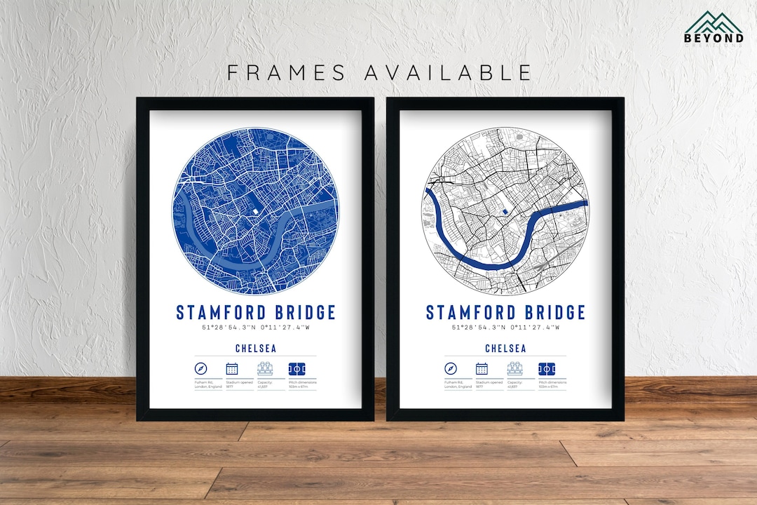 Chelsea Stamford Bridge Minimalist Map Prints & Frames Gift Poster Dad ...