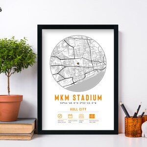 Hull City MKM Stadium Minimalist Map Prints & Frames | the Tigers F.C ...