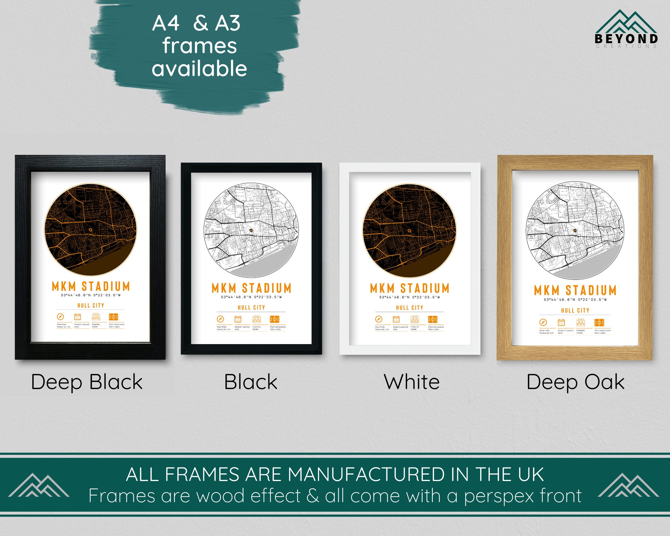 Hull City MKM Stadium Minimalist Map Prints & Frames the - Etsy