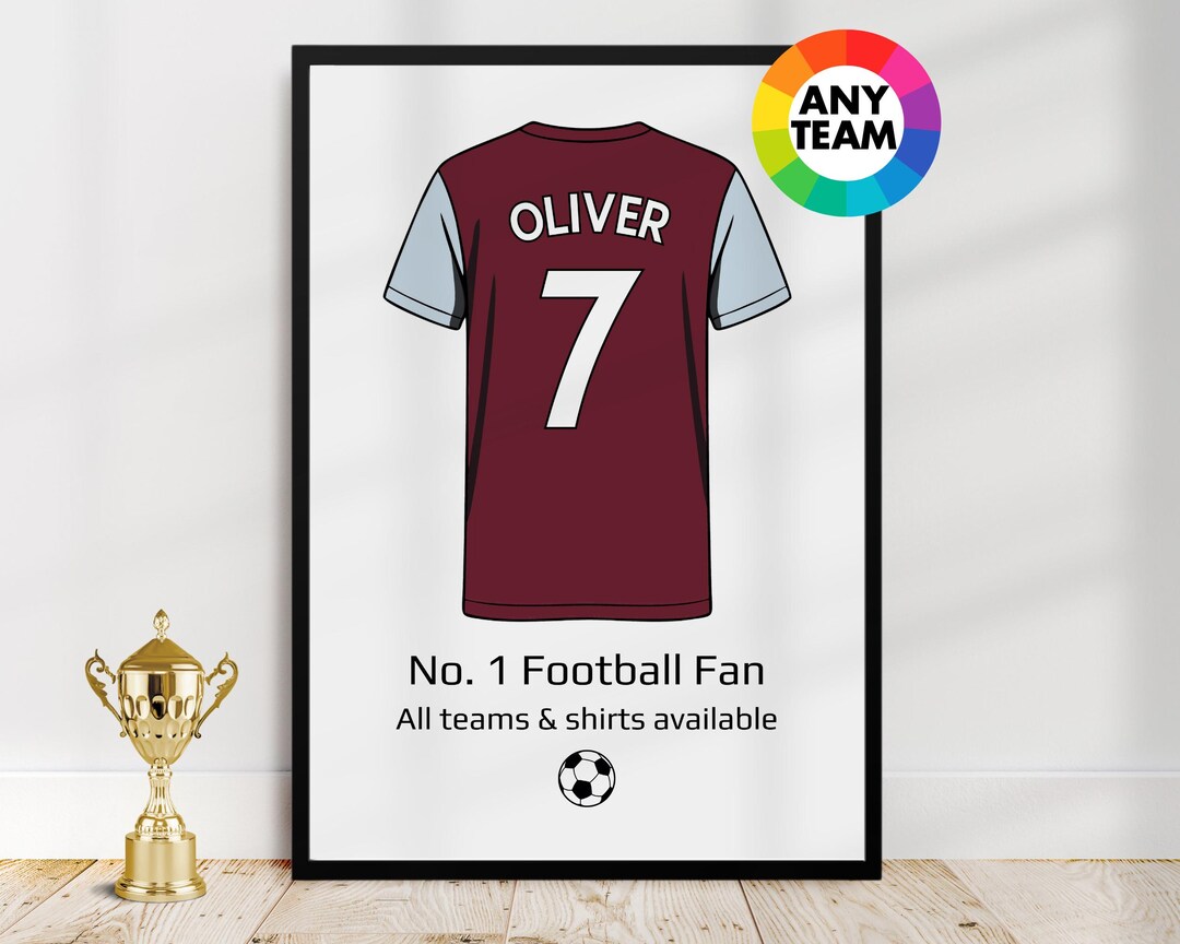Custom Villa Football Shirt Art Print | Frames Available | Gift for Him ...