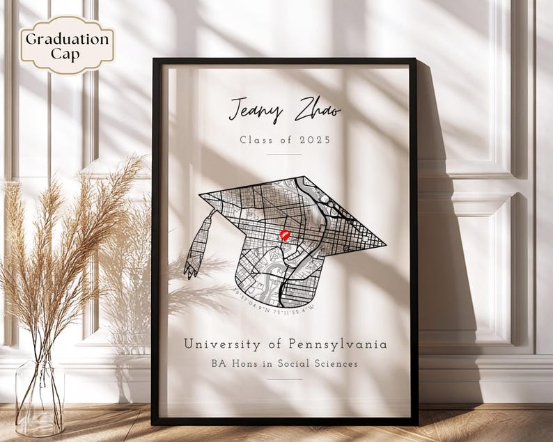 Personalised Graduation Map Gift | Print & Frame | University Degree ...