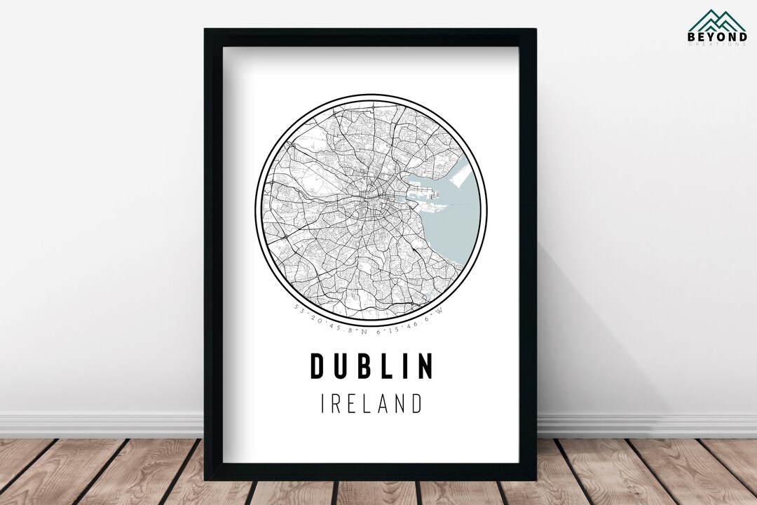 Dublin High Detail Minimalist City Map Print & Frames | Gift Him Her ...
