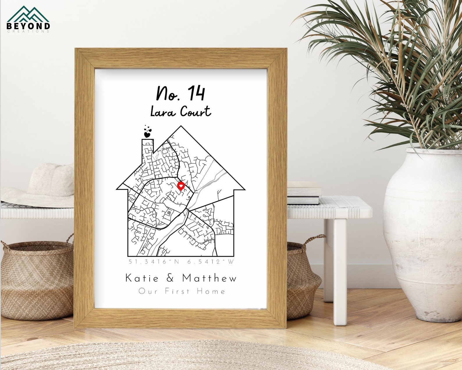 Personalised New Home Map Print & Frames House Shape Decor - Etsy UK