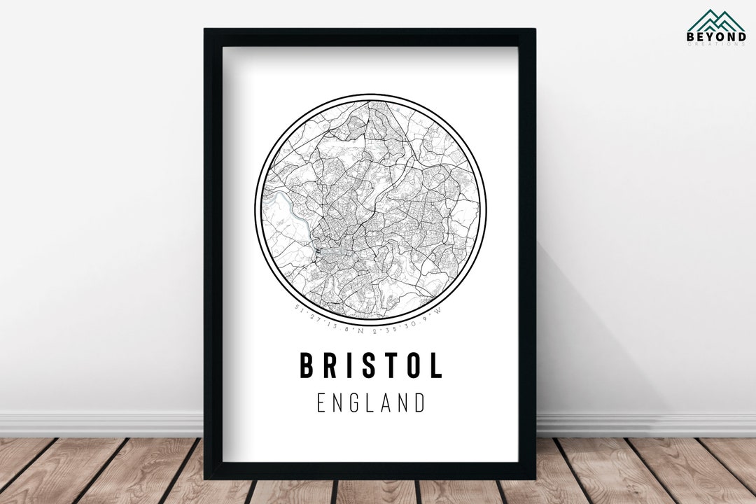 Bristol High Detail Minimalist City Map Print & Frames Gift - Etsy