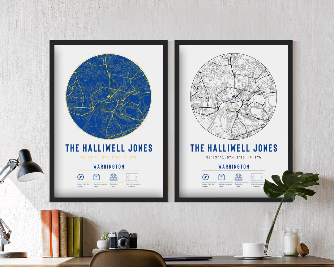 Warrington Wolves Halliwell Jones Stadium Map Prints & Frame Unique ...