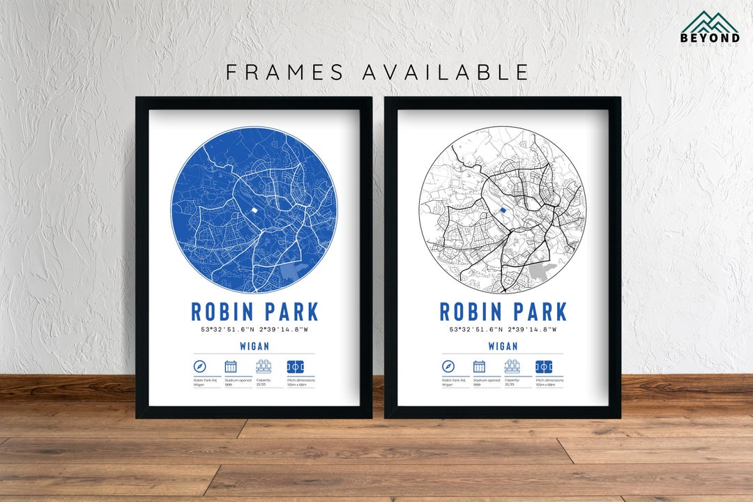 Wigan Athletic Robin Park Minimalist Map Prints & Frames the Latics F.C ...