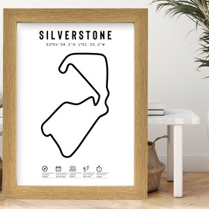 Silverstone F1 Track Layout Circuit Minimalist Prints & Frames Formula ...