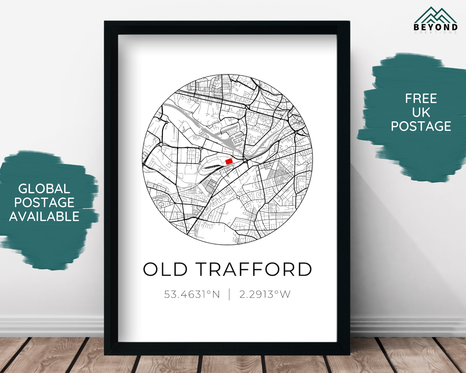 Manchester United Old Trafford Map Prints & Frames Man U - Etsy UK