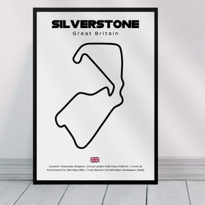 Silverstone F1 Track Layout Circuit Minimalist Prints & Frames ...