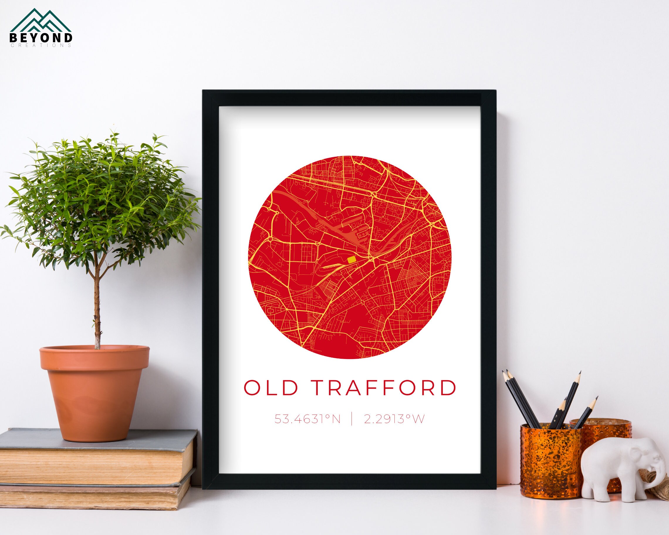 Manchester United Old Trafford Map Prints & Frames Man U - Etsy UK