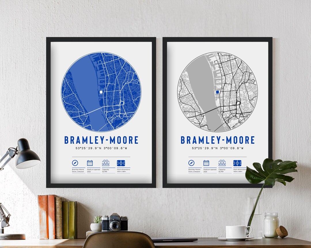 Bramley-moore Minimalist Map | Framed & Prints Available | the Toffees ...