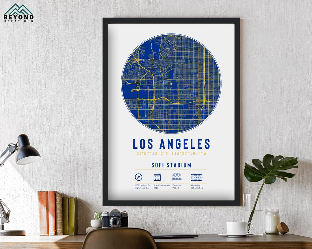 Los Angeles Rams Stadium Map Print Unique Framed Gift | for Him Dad ...