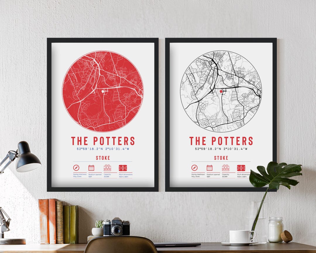 Stoke City Britannia Stadium Minimalist Map Prints & Frames | the ...