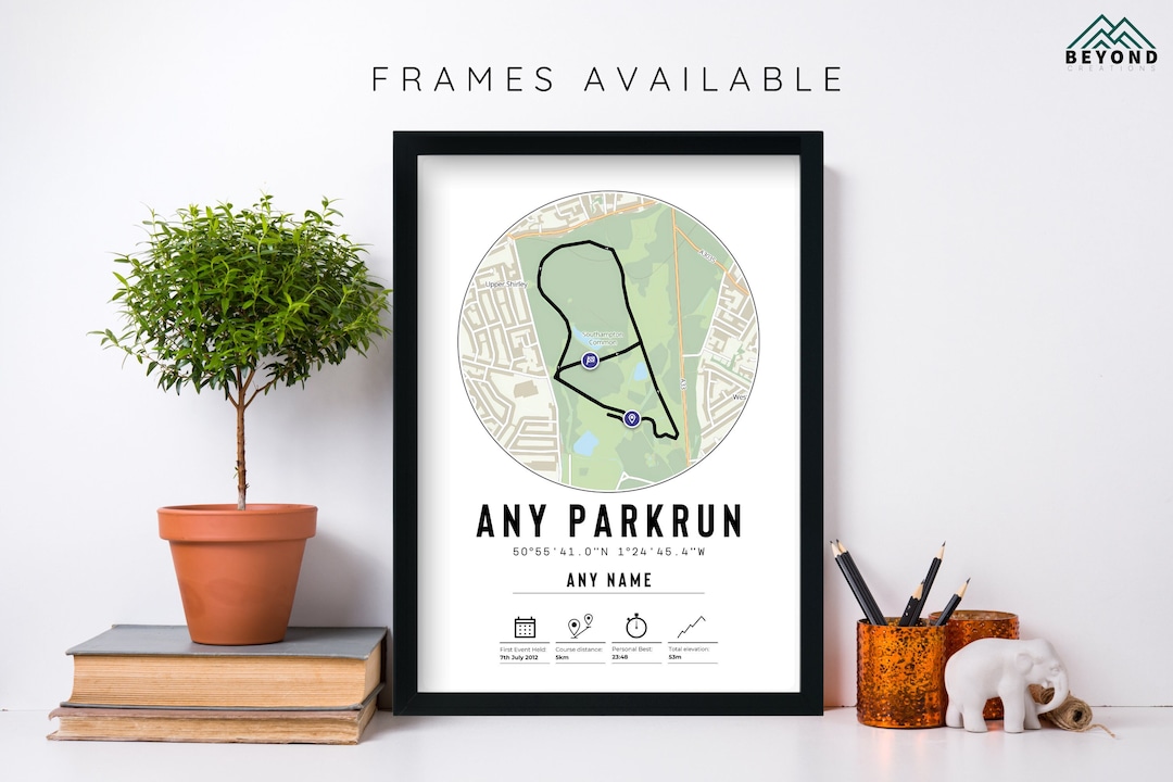 Custom Parkrun Print & Frame Gift for Runner | Finishers Map Park Run ...